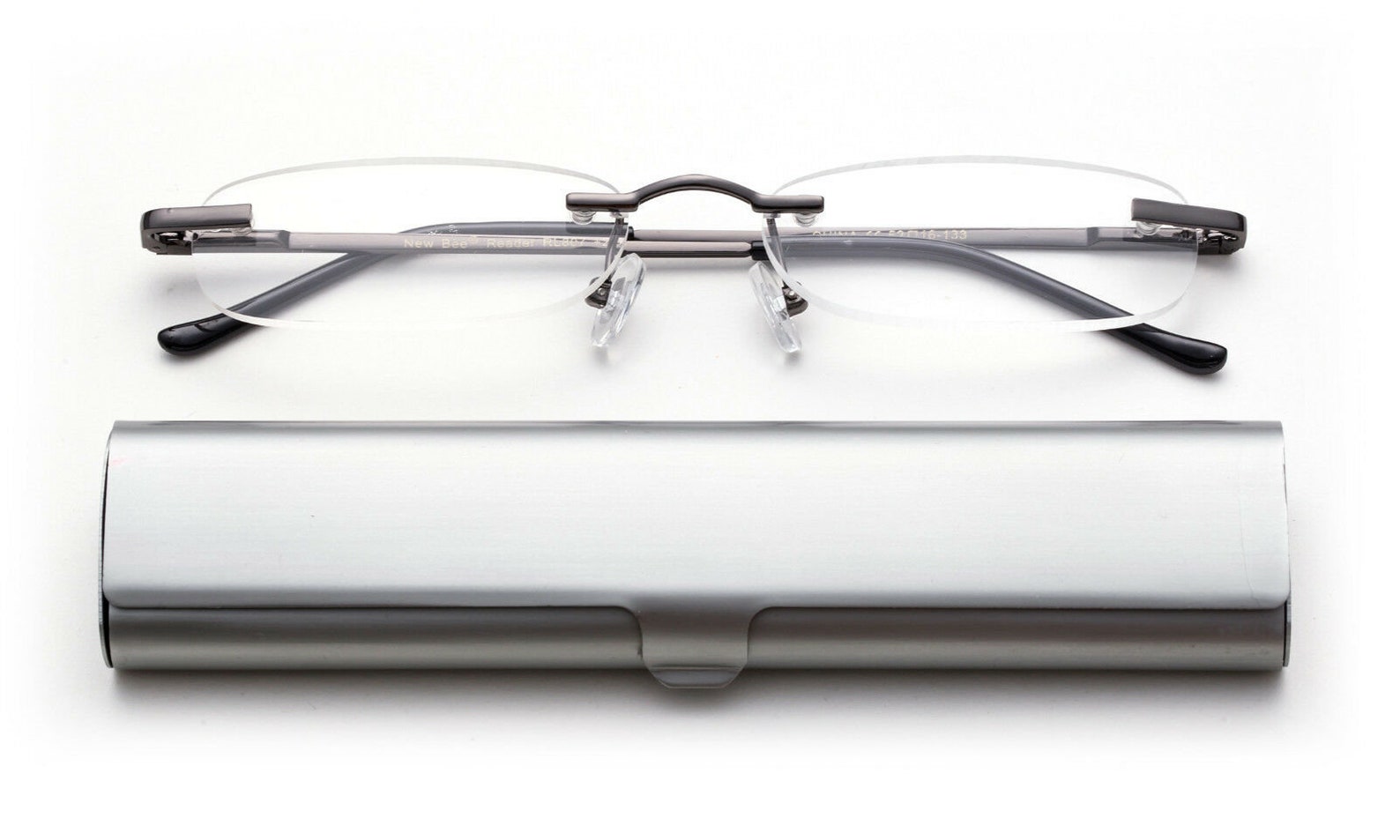 Classic Rimless Compact Reading Glasses Readers Travel Slim Design With ...