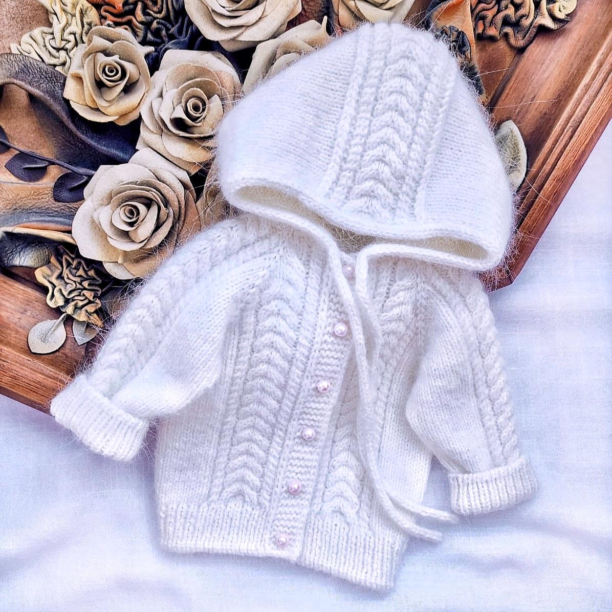 Baby Cable Knit Hooded Cardigan Knitting Pattern PDF – Advanced, Chart ...