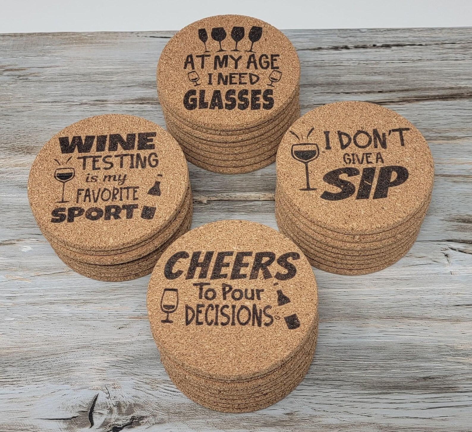 Engraved Cork Coaster Set - Etsy
