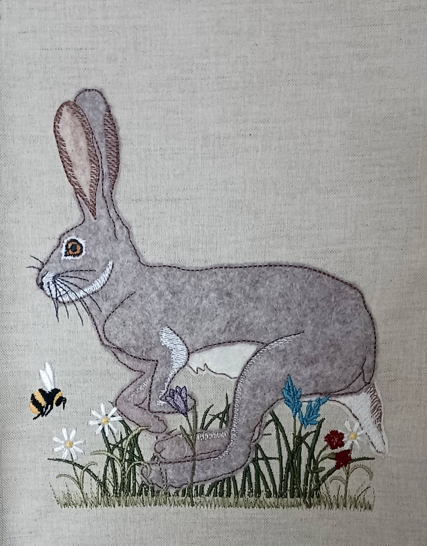 Running Hare Applique and Machine Embroidery Picture - Etsy UK