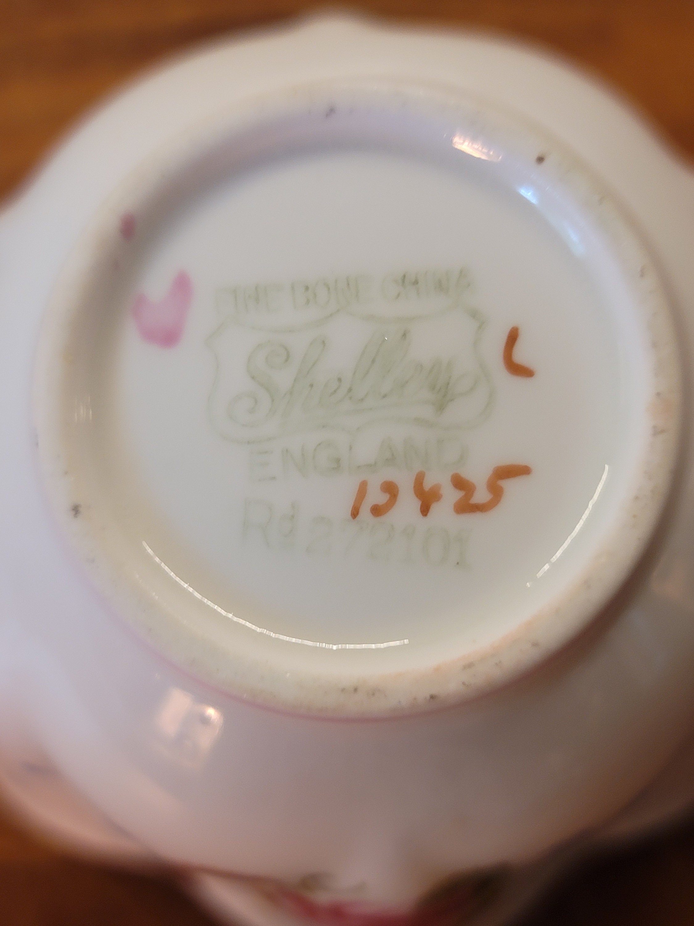 Lot of 2 Shelly Bone China Cups and Saucers Harebell and Pink and Red ...