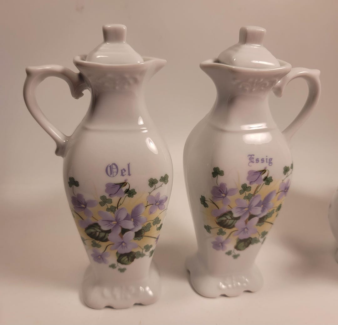 German Porcelain Small Juicer With Pitcher Pansies and Clover - Etsy