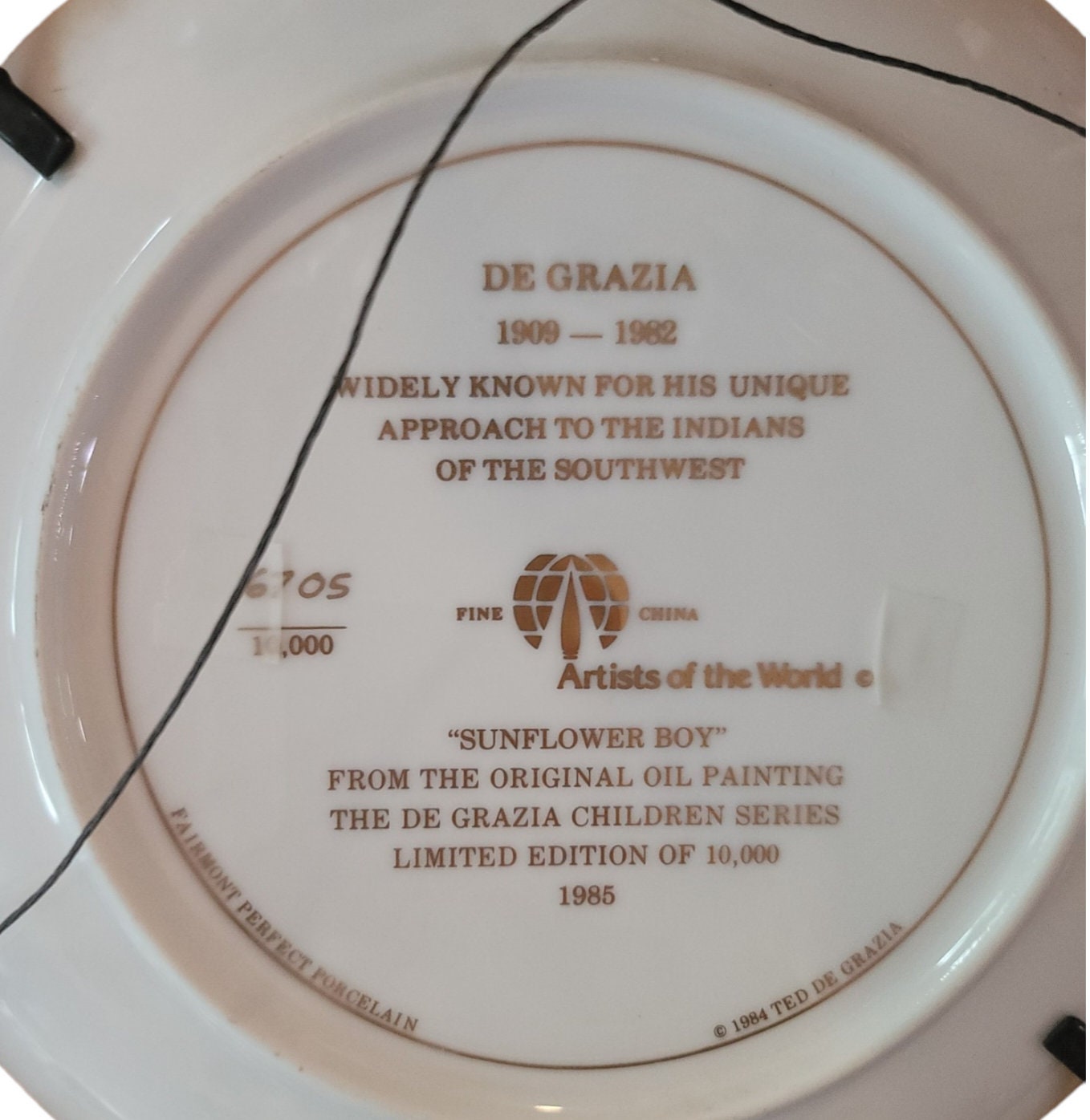 Ted Degrazia Collectors Plate Wood Framed sunflower Boy the Children ...