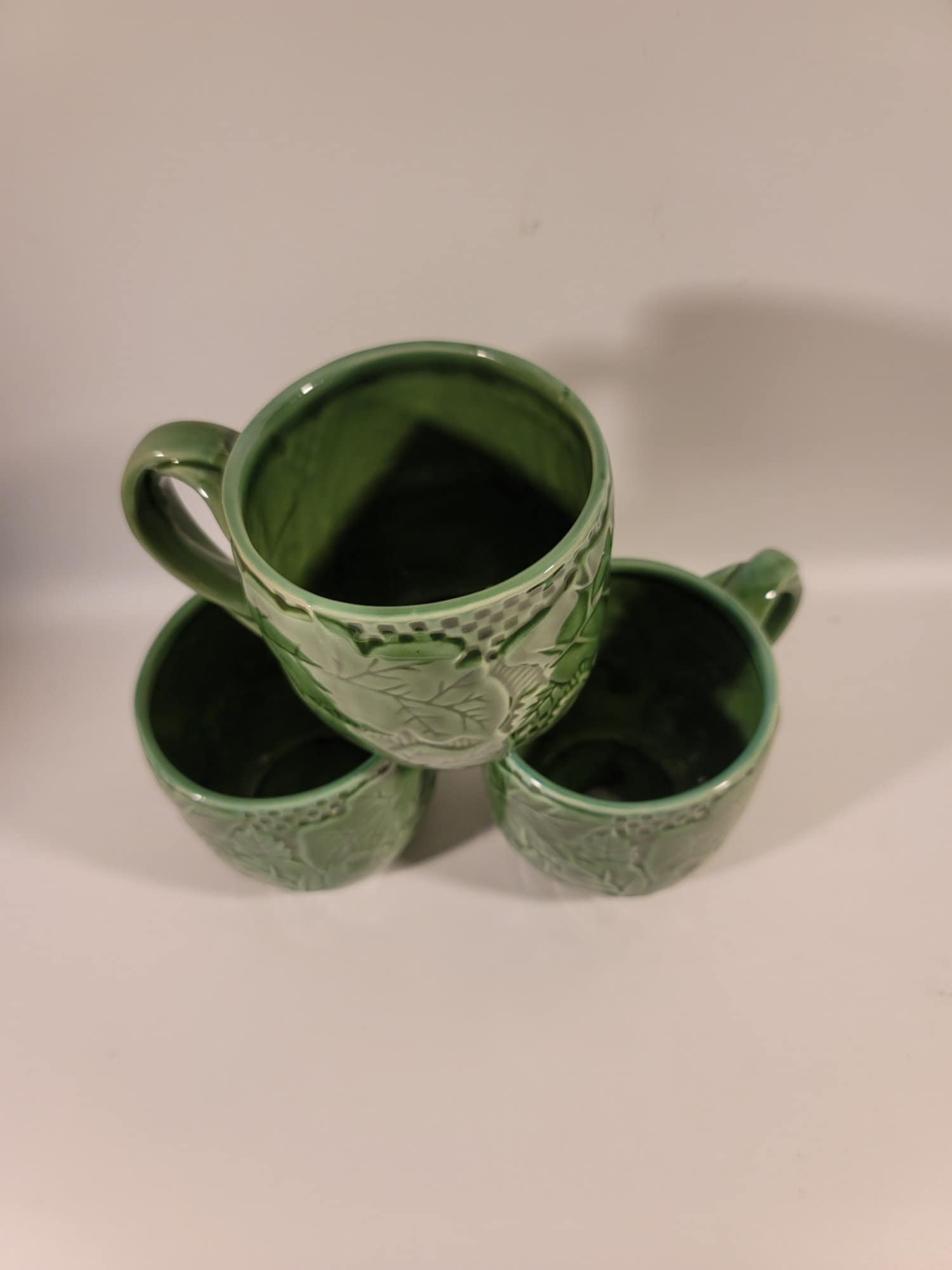 Lot of 3 Vintage Majolica Green Cabbage Leaves Coffee Tea Mugs - Etsy