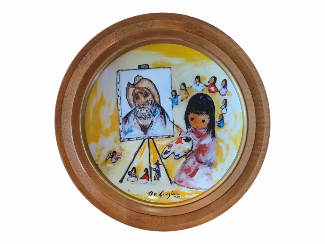 Ted Degrazia Collectors Plate Wood Framed "degrazia Paints His Self ...