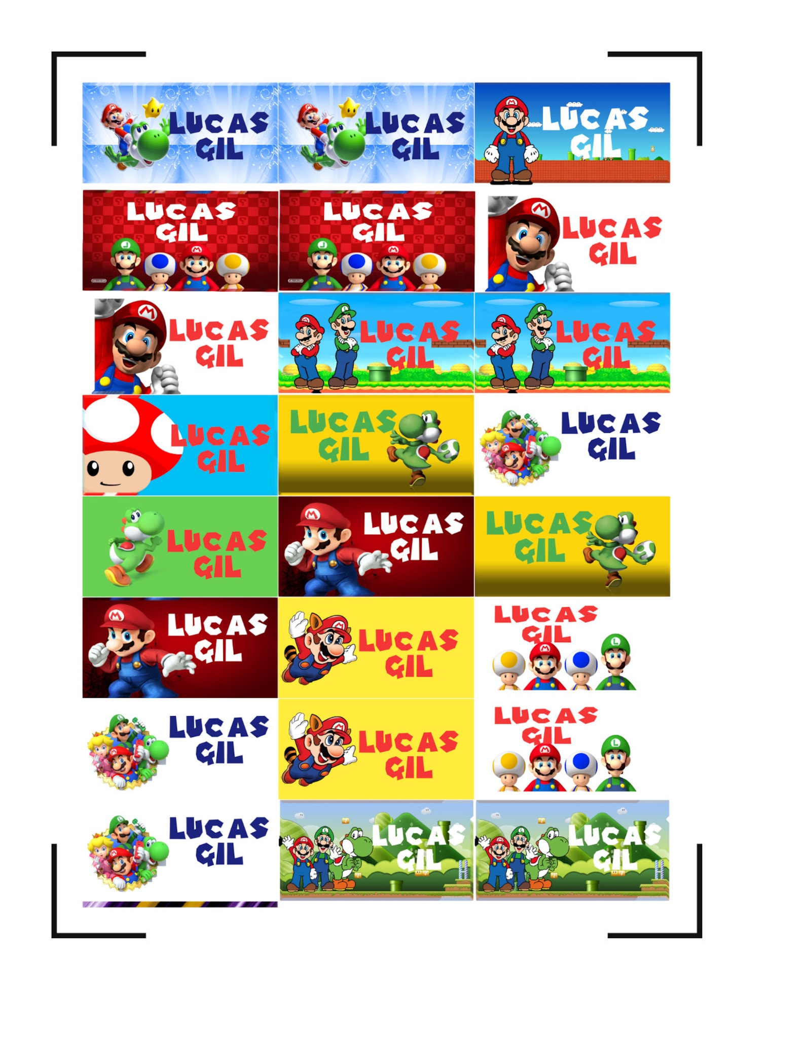Waterproof Labels Mario Bross Back to School Name - Etsy