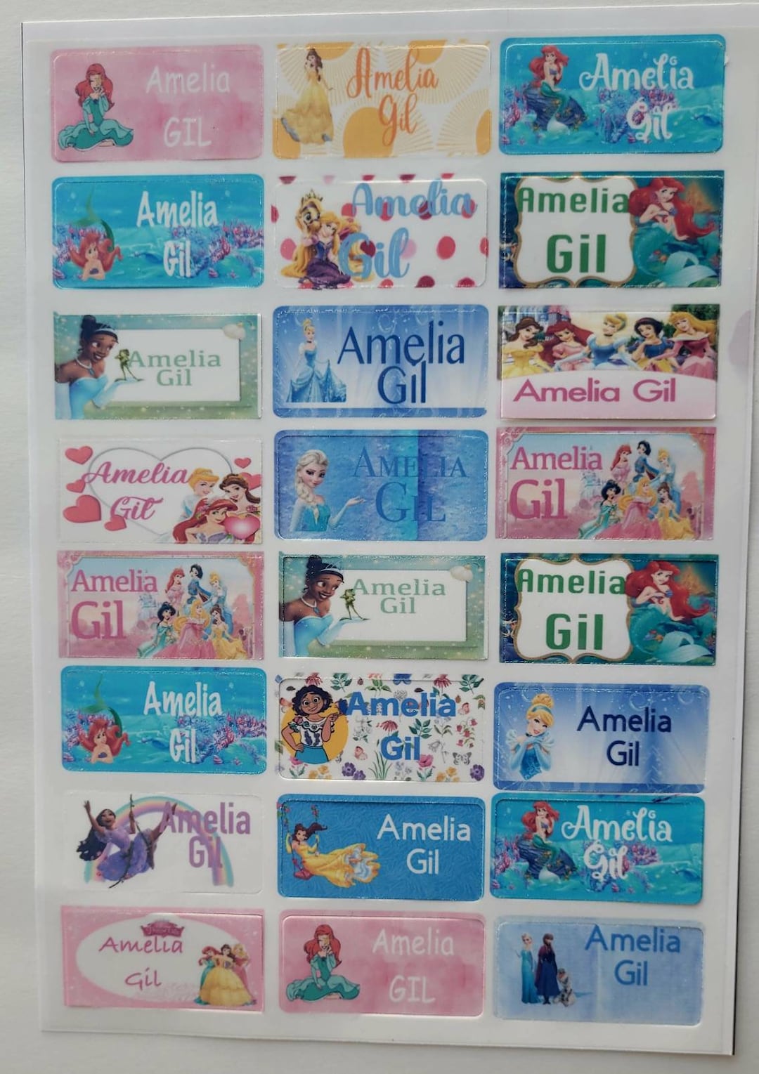 24 Princess Waterproof Labels Label Back to School Girl] Name Stickers ...