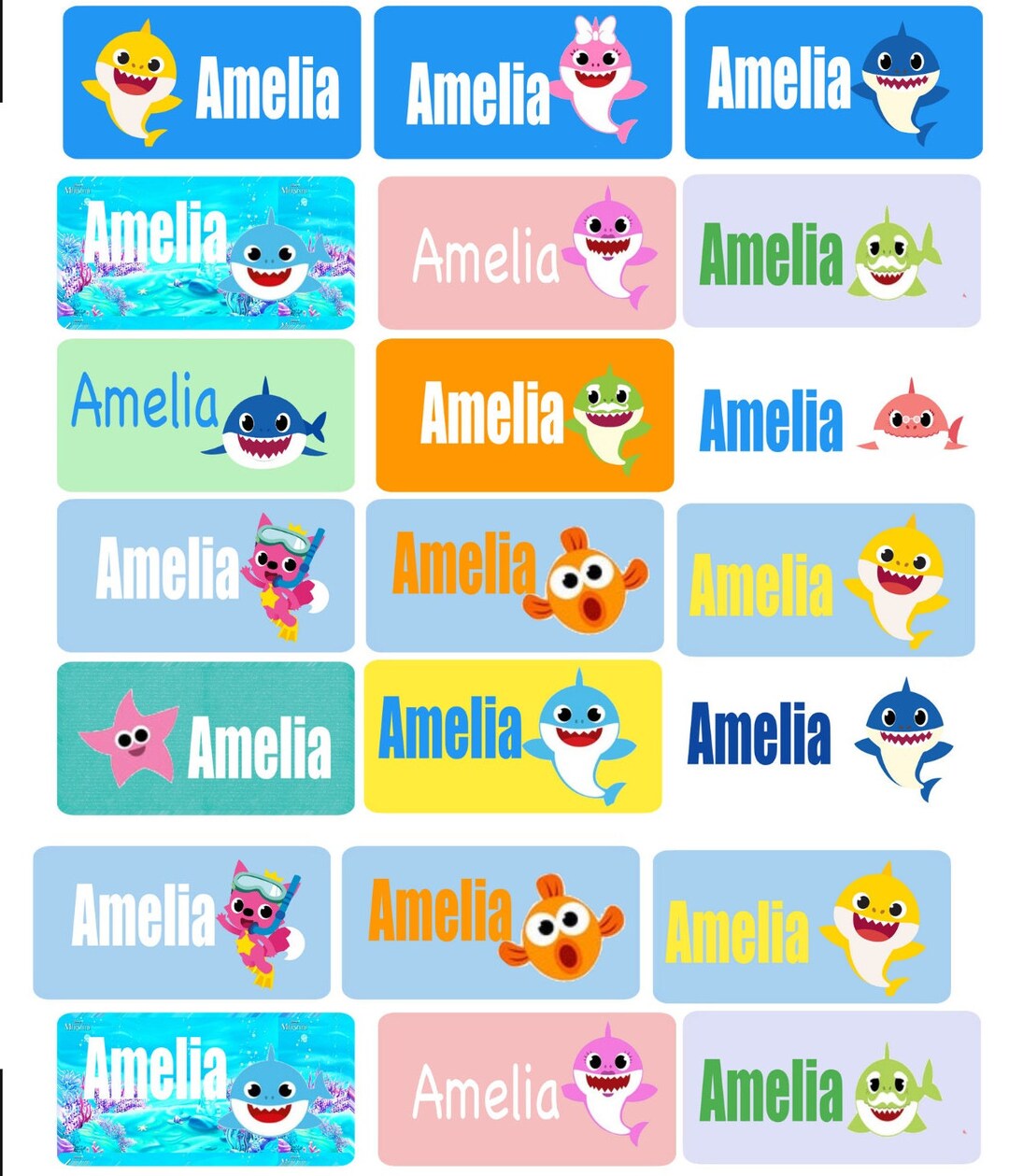 Baby Shark Waterproof Labels Back to School - Etsy