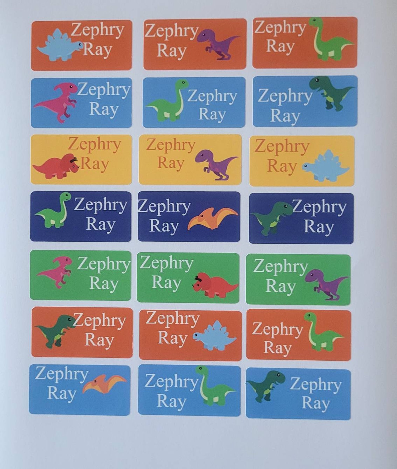 24 Labels Dino Labels Truck Labels ] Boys Name Label School Waterproof ...