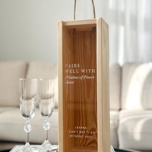 Personalized Engagement Wine Bottle Box, Engagement Gift for Couple ...