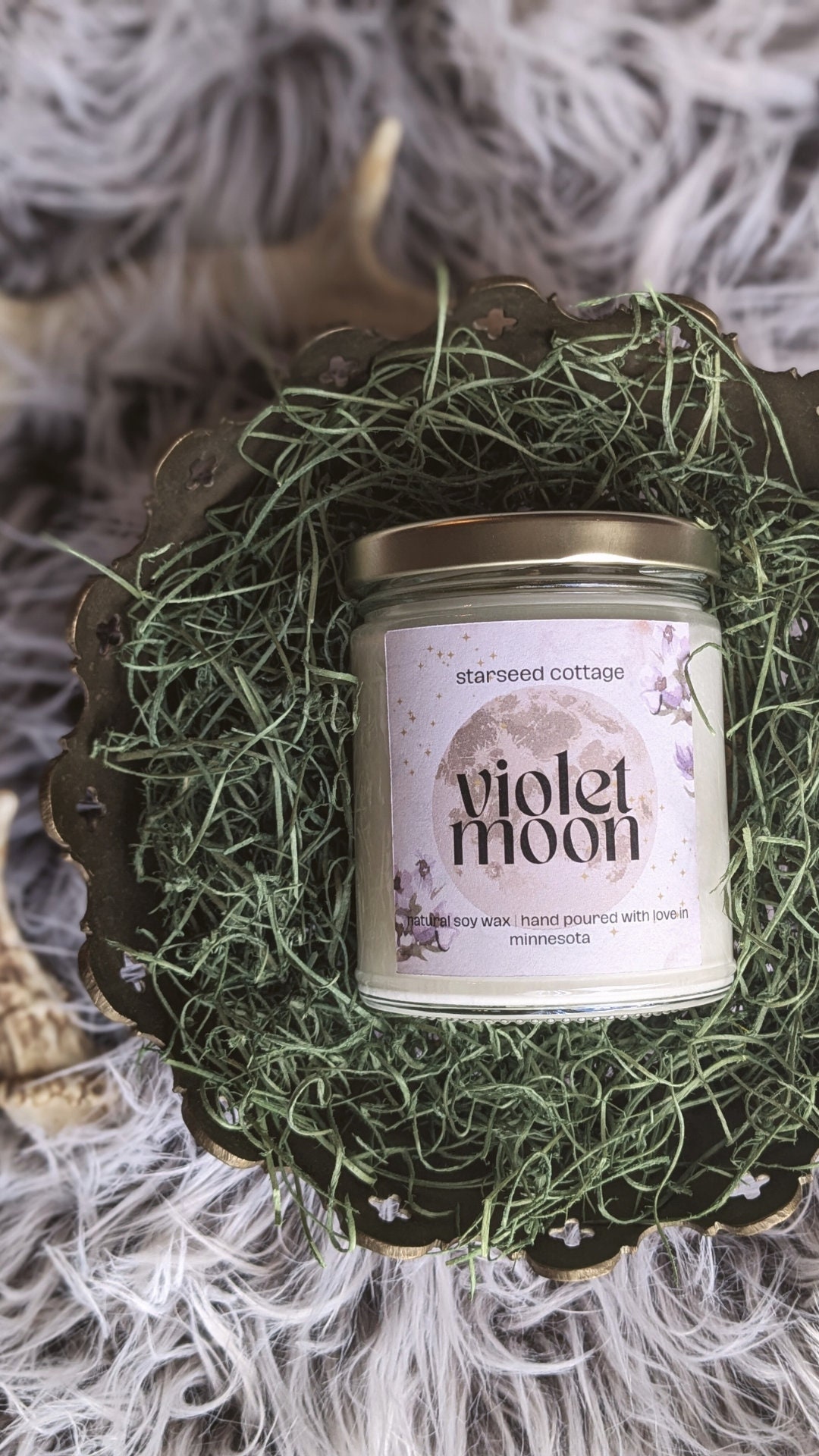 Violet Moon | Natural Soy Hand Poured Candle | Peach, Cherry Blossom ...
