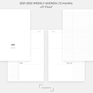 Printable Academic Planner | A5 Weekly Agenda | 2021-2022 Dated Planner ...