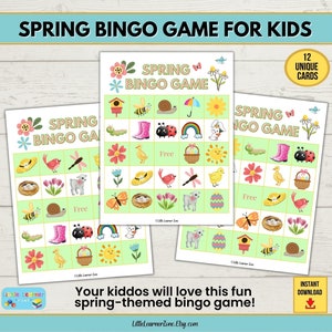 Spring Bingo Game for Kids, Spring Printable Game, Spring Family ...
