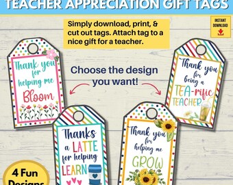 Teacher Appreciation Gift Tag, Teacher Appreciation Tags, Teacher Thank ...