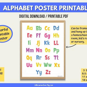 Printable Alphabet Poster, Kids Alphabet Chart, Colorful ABC Chart ...