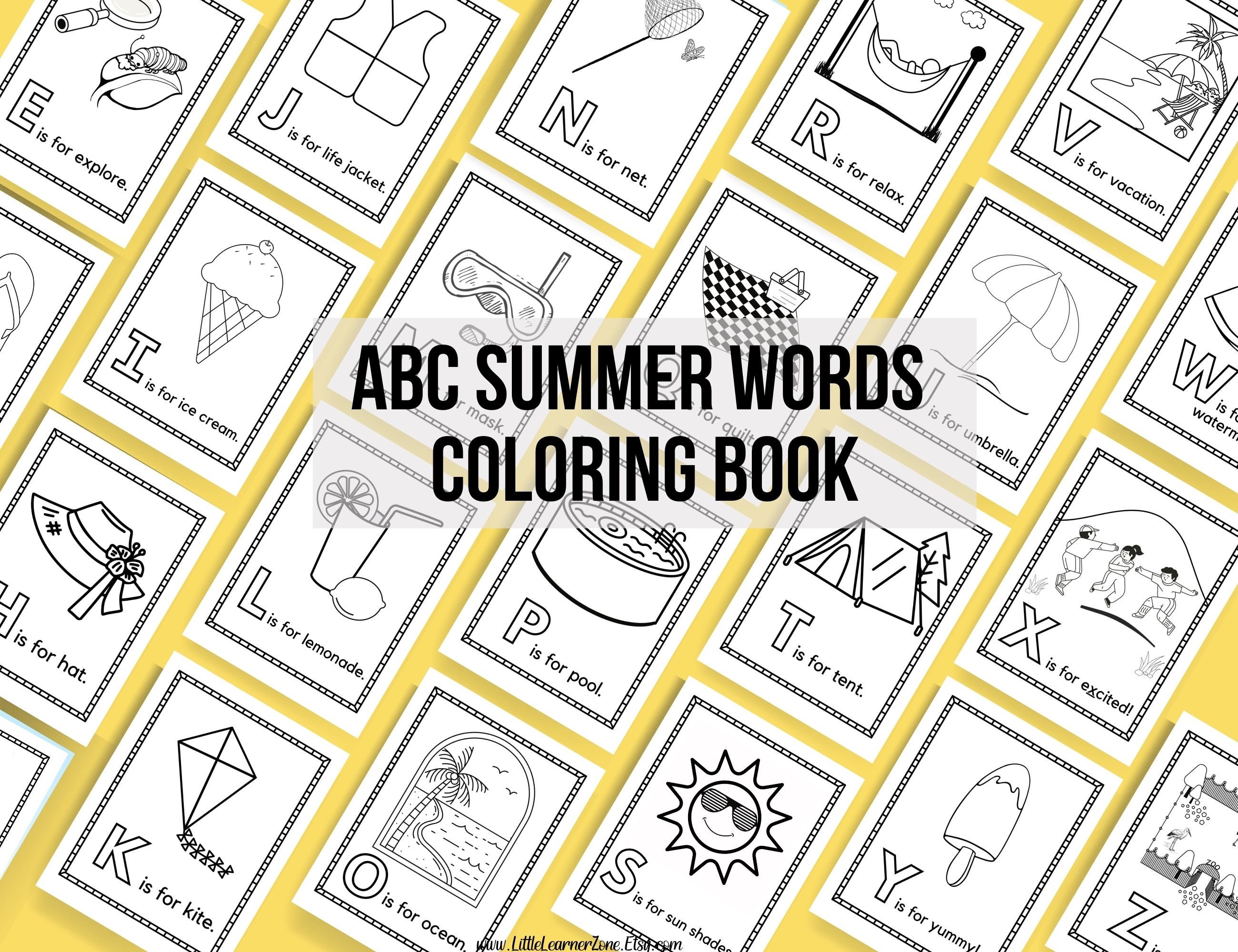 Summer Alphabet Coloring Book, Printable ABC Coloring Book for ...