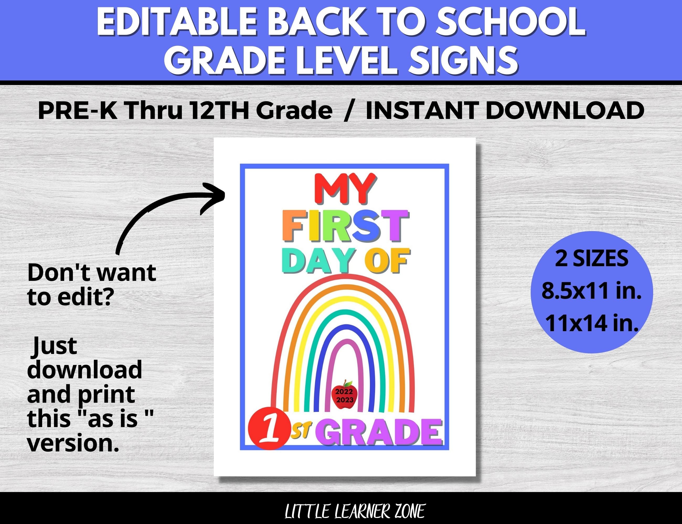First Day of School Sign Editable First Day of School - Etsy
