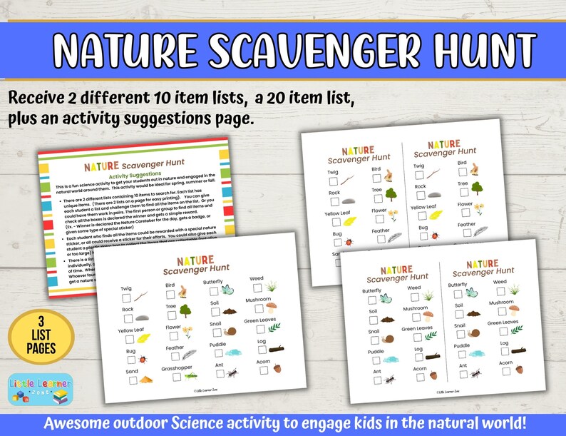 Nature Scavenger Hunt for Kids, Nature Scavenger Hunt Printable ...