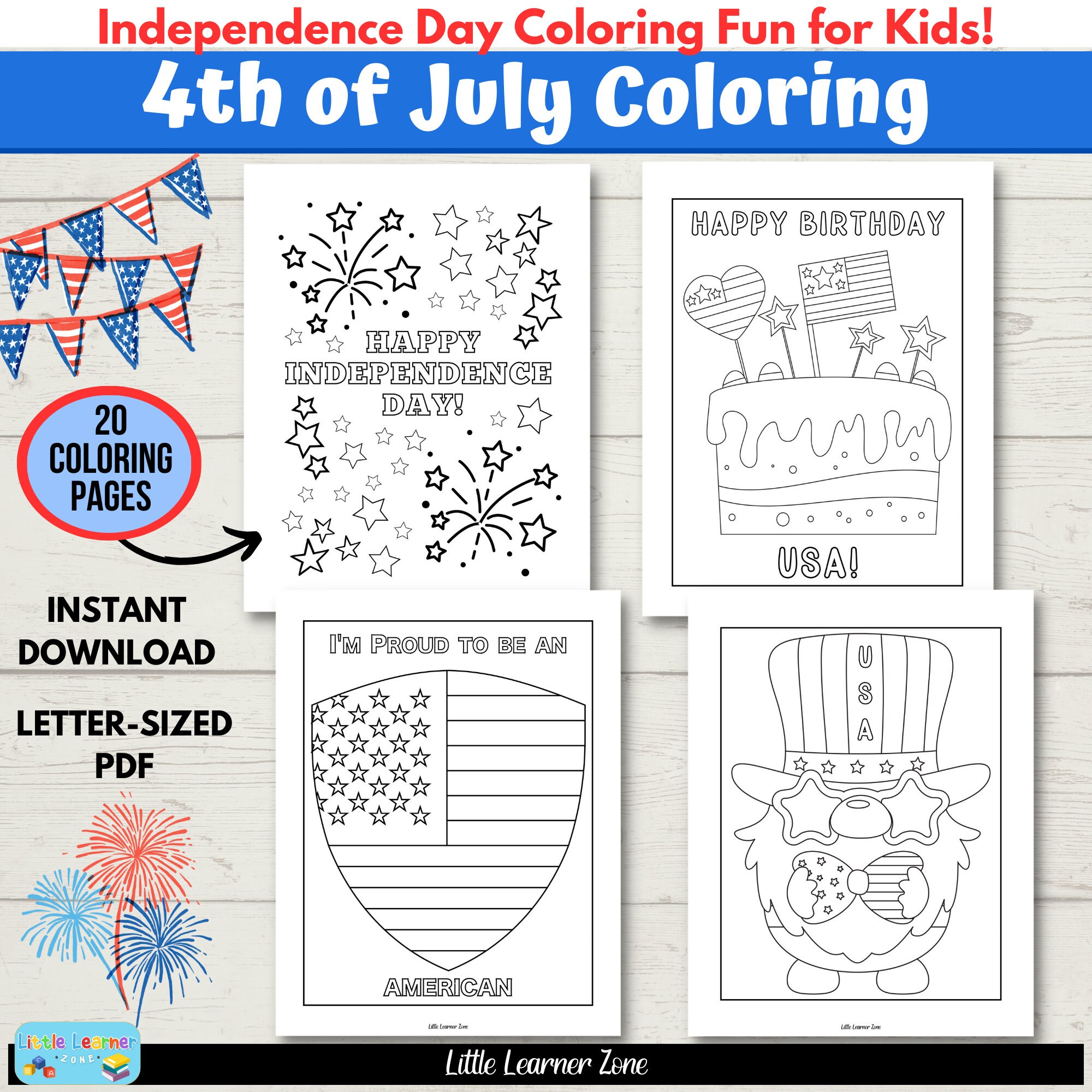 4th of July Coloring Pages for Kids, July 4th Coloring Sheets Printable ...