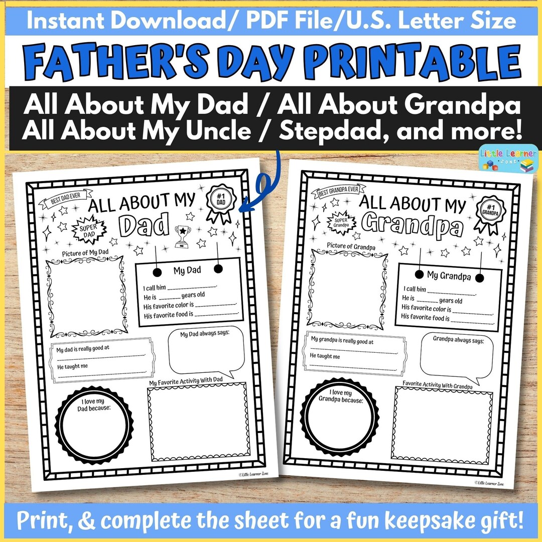 All About Dad All About Grandpa Printable Card, Kids Fathers Day ...