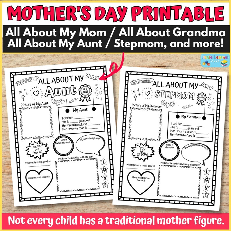 All About My Mom All About My Grandma Printable, Kids Mother's Day ...