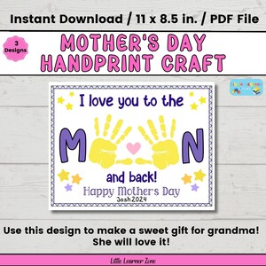 Mother's Day Handprint Craft Activity Personalized Mom Gift From Kids ...