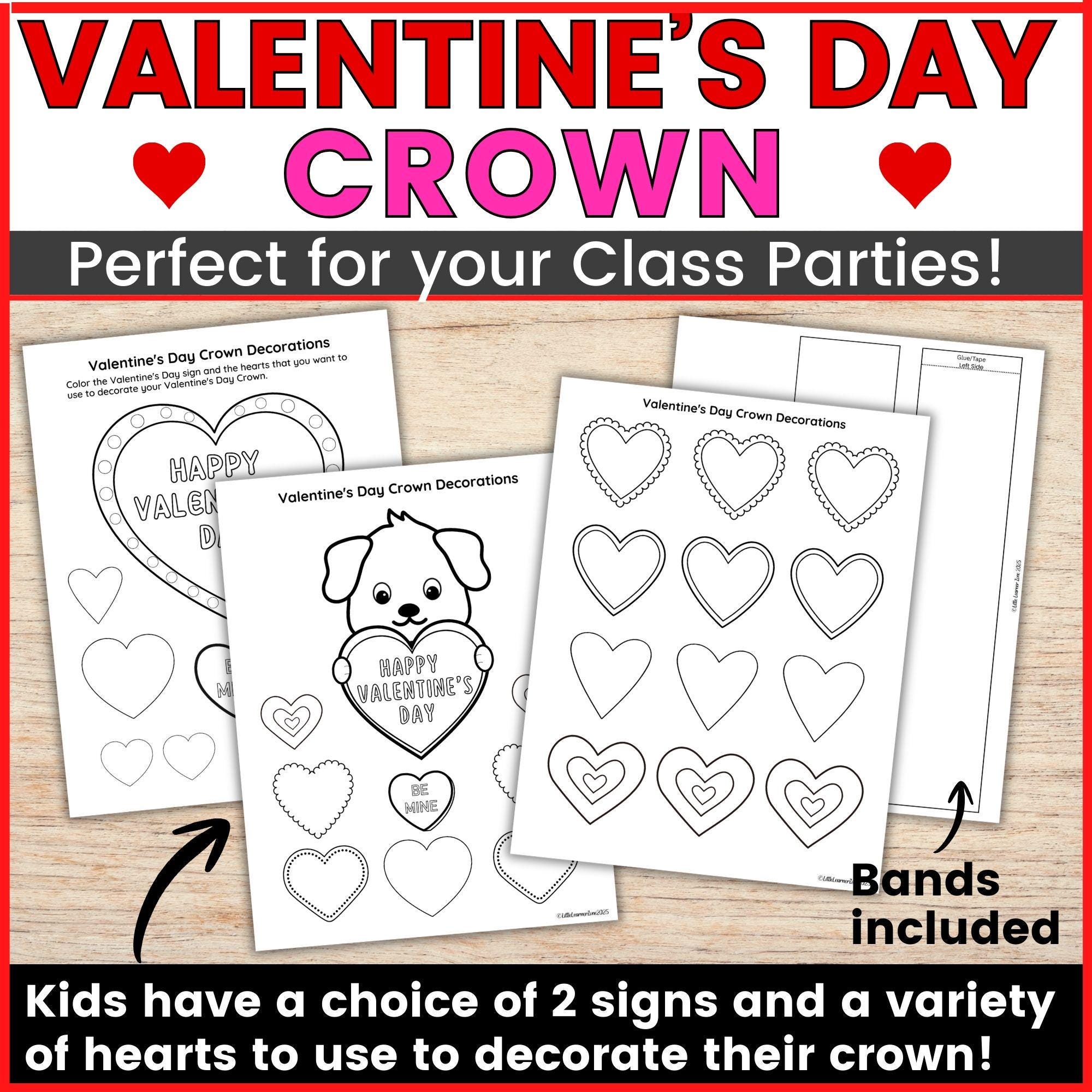 Valentine Crown Craft Printable Valentine Headband for Kids Valentine ...