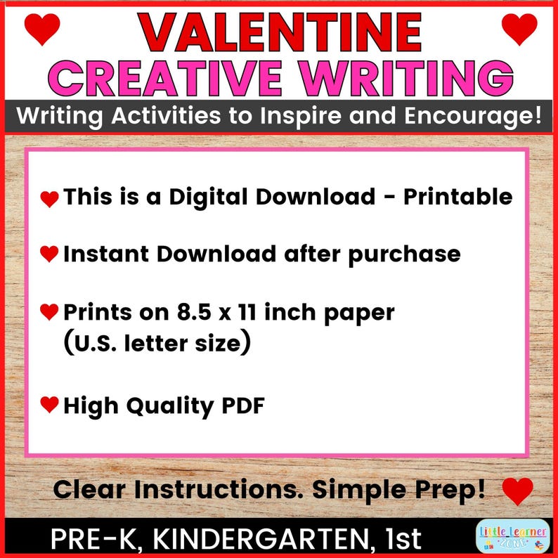 Pack d'écriture créative Saint-Valentin à imprimer, activités d ...