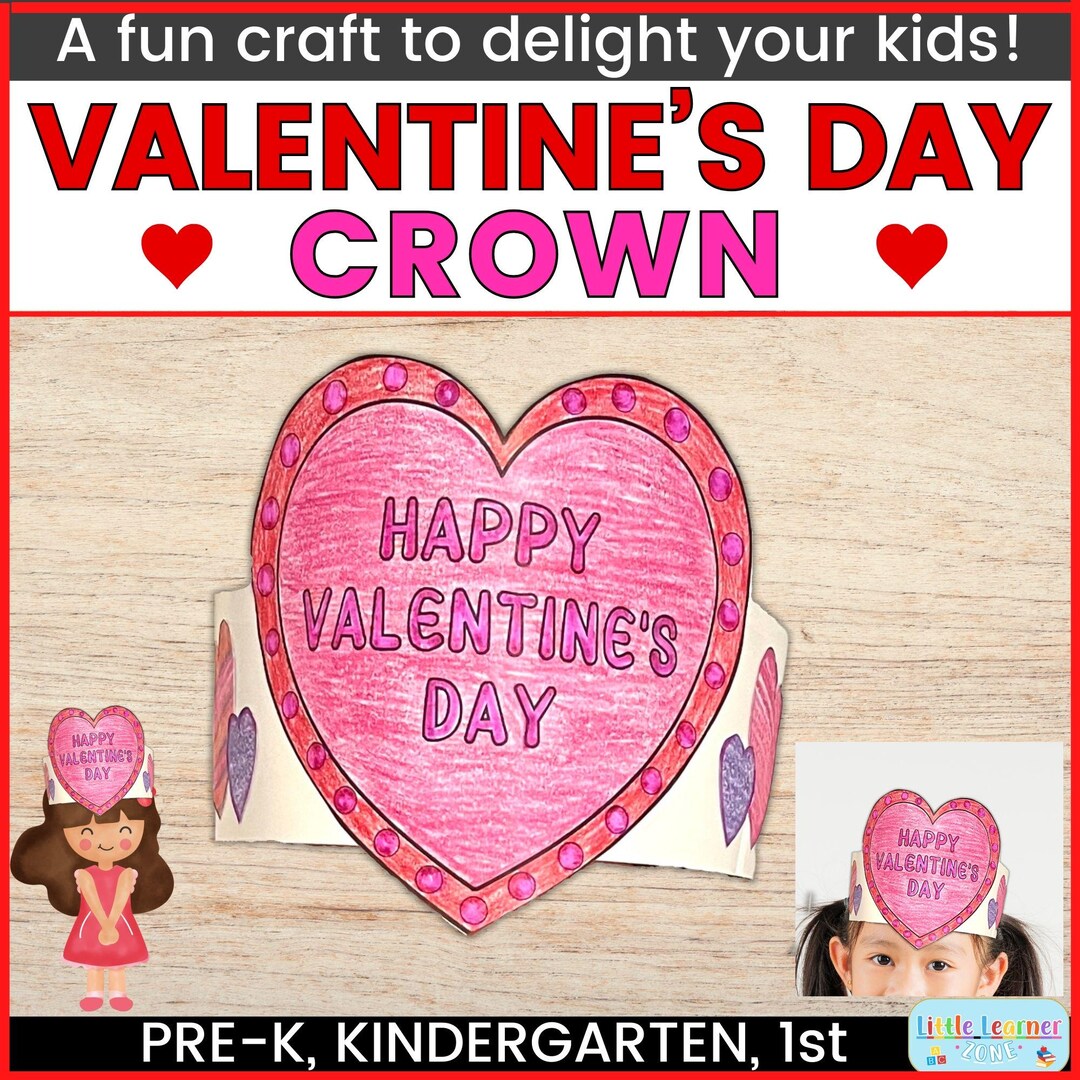 Valentine Crown Craft Printable Valentine Headband for Kids Valentine ...