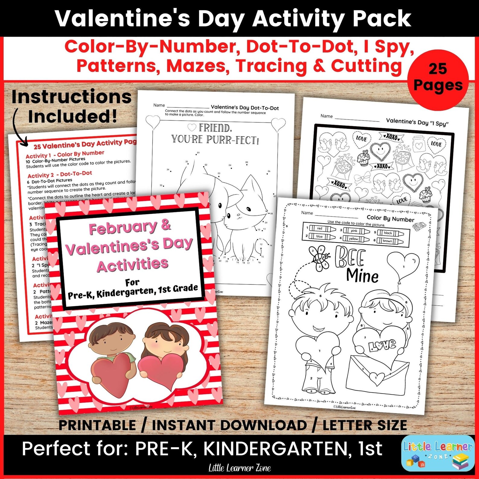 Kids Valentine's Day Activity Pack, Printable Kids Valentine's Day ...