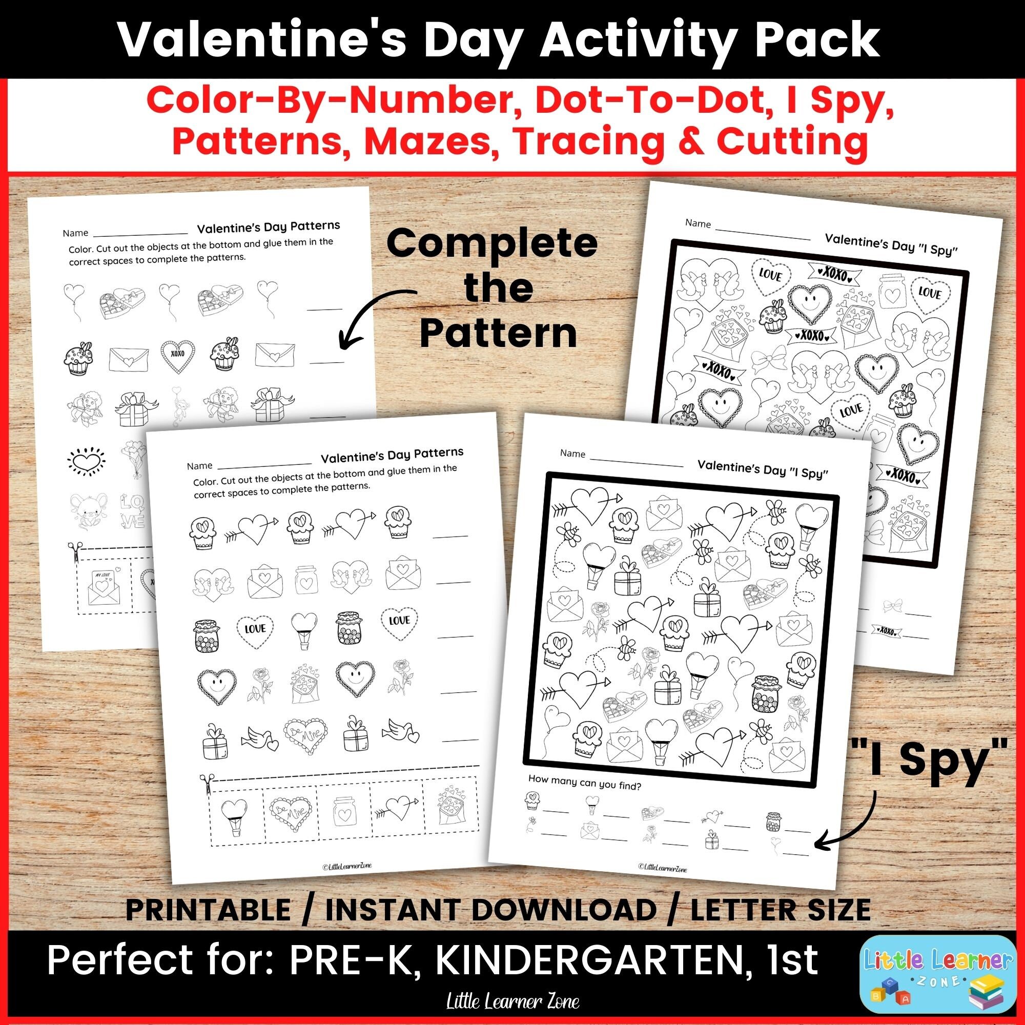 Kids Valentine's Day Activity Pack, Printable Kids Valentine's Day ...