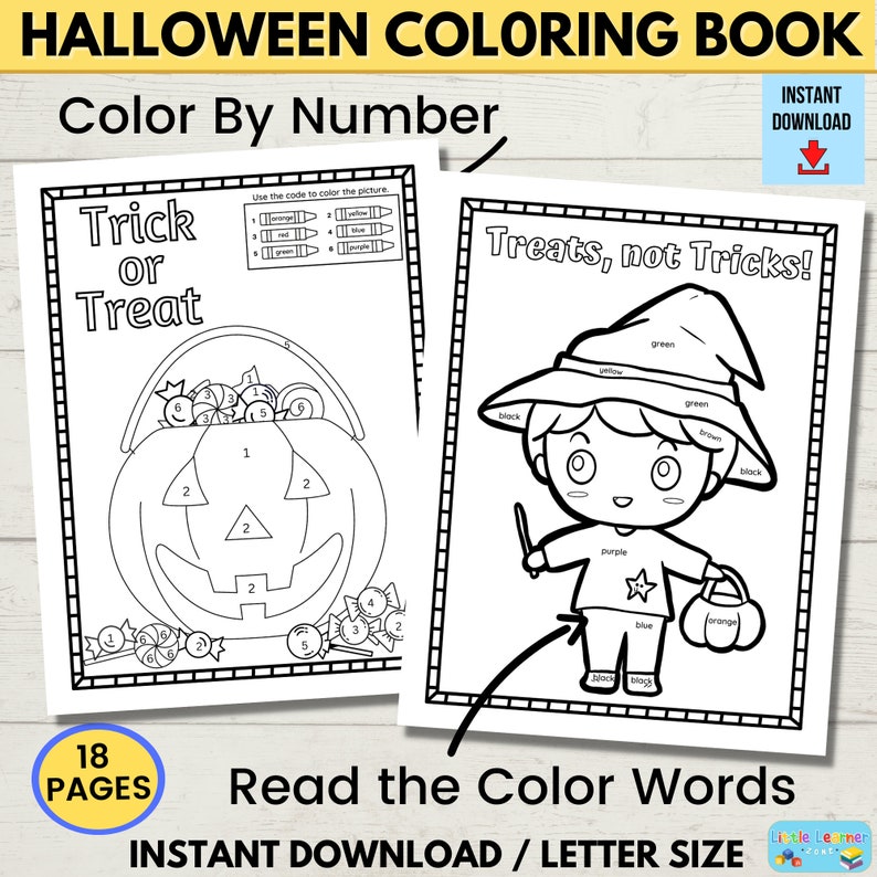 Kid's Halloween Coloring Book Printable Halloween Color - Etsy