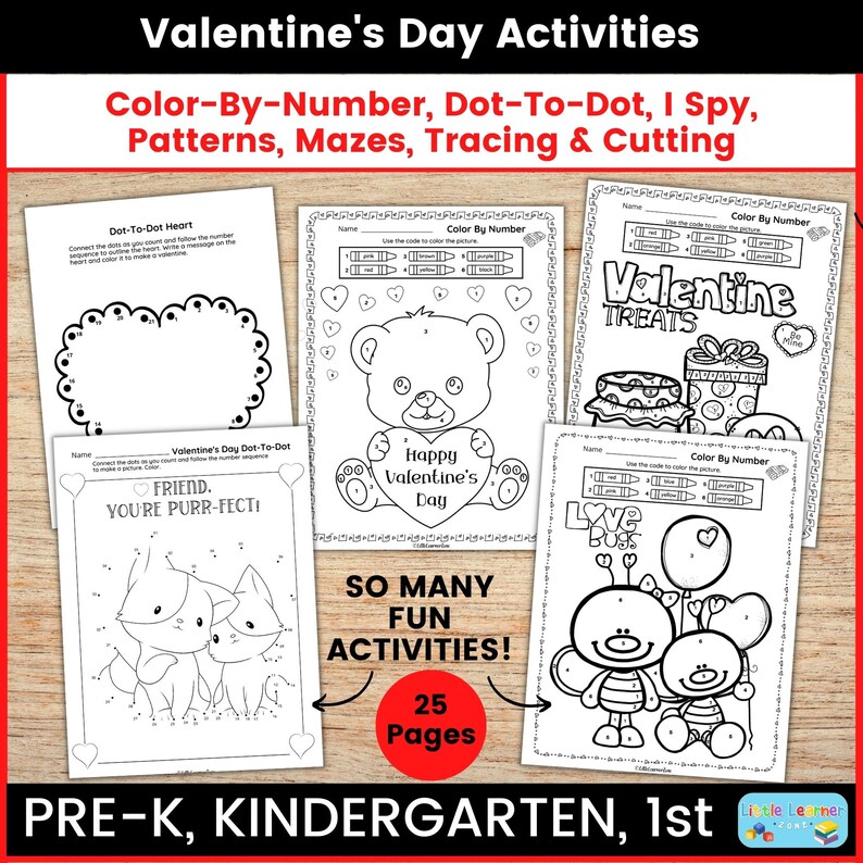 Kids Valentine's Day Activity Pack, Printable Kids Valentine's Day ...