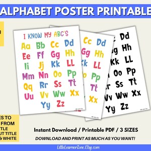 Printable Alphabet Poster, Kids Alphabet Chart, Colorful ABC Chart ...