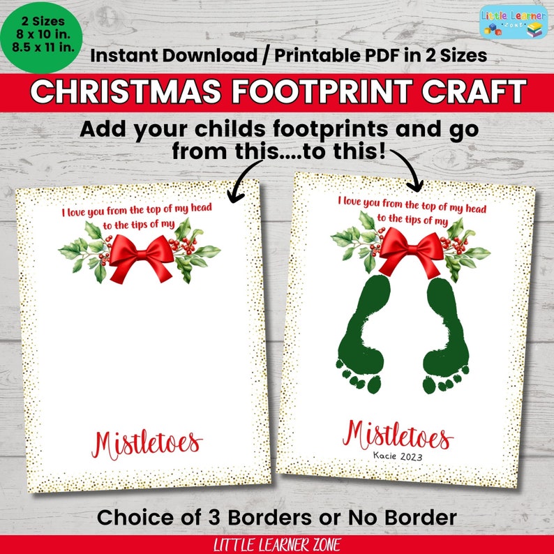 Mistletoe Christmas Footprint Art Craft, Christmas Footprint Craft ...