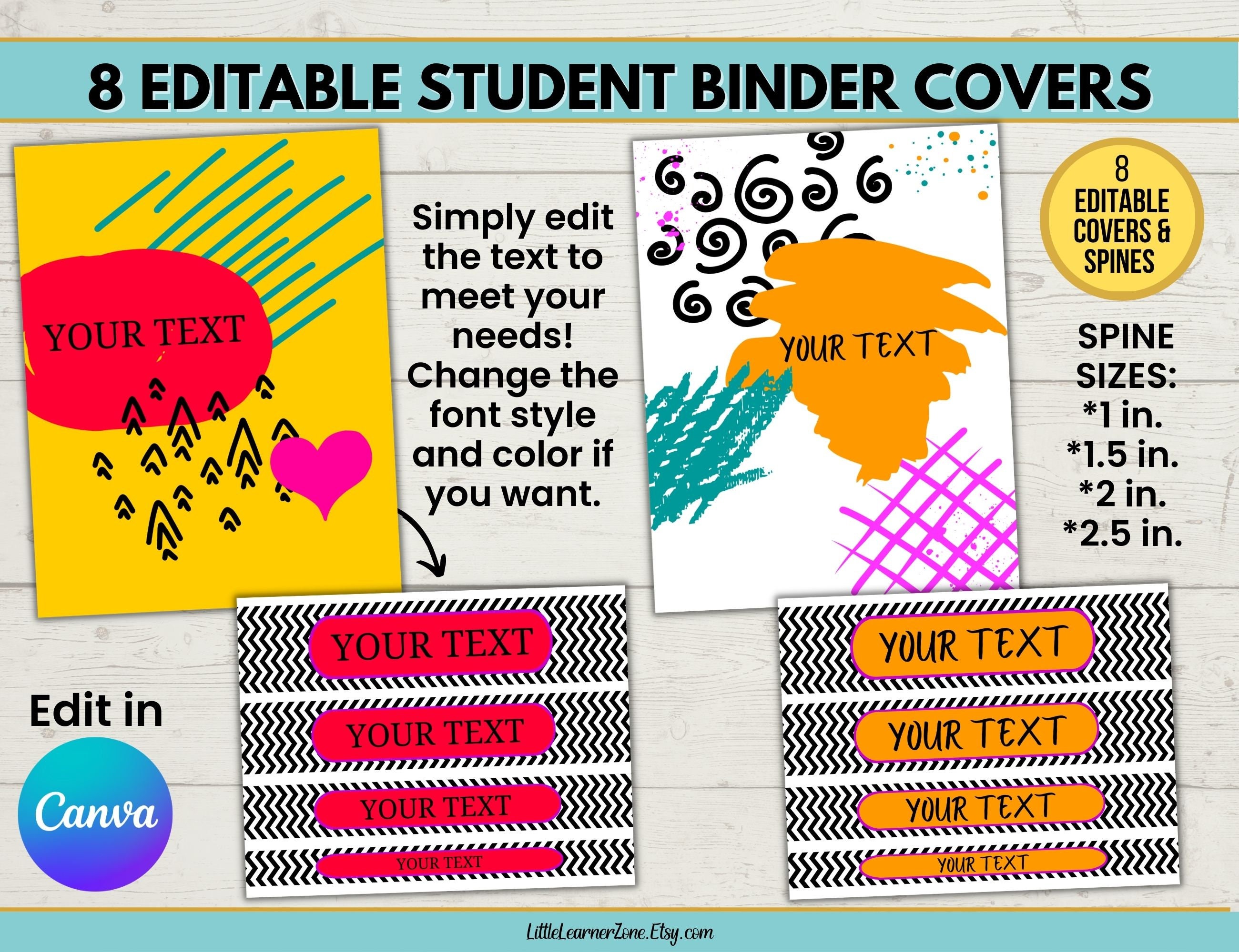 Editable Colorful Binder Covers & Spines, Editable Student Binder ...