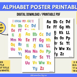 Printable Alphabet Poster, Kids Alphabet Chart, Colorful ABC Chart ...