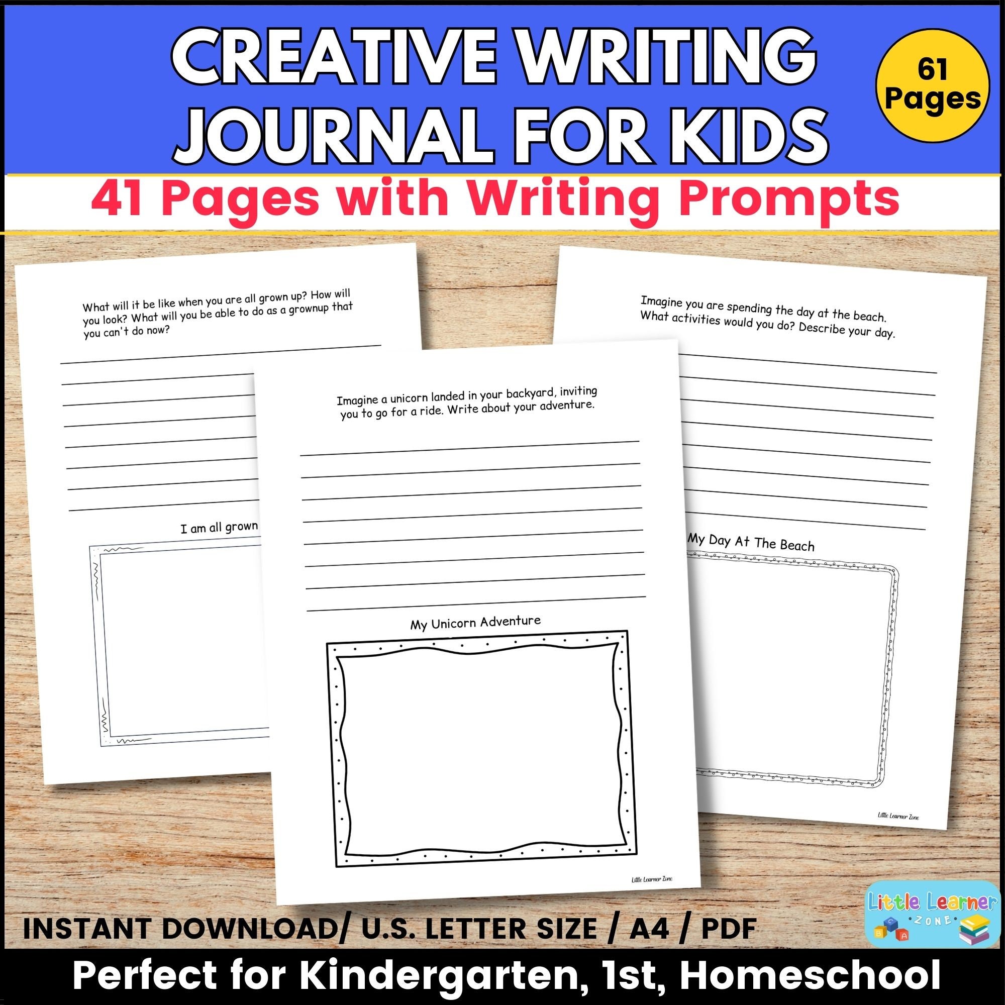 Kid's Writing Journal Printable, Journal Writing for Kindergarten ...