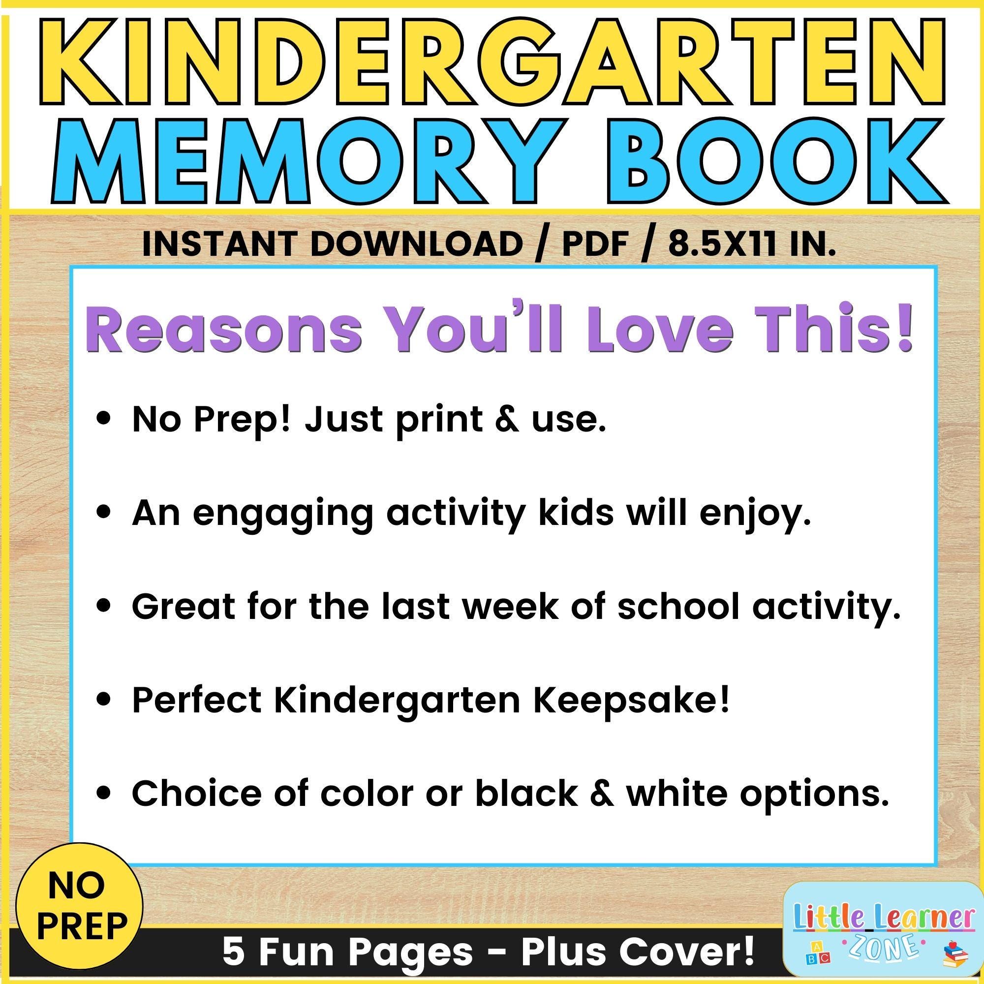 Kindergarten Memory Book End 0f the Year Memory Book for Kindergarten ...