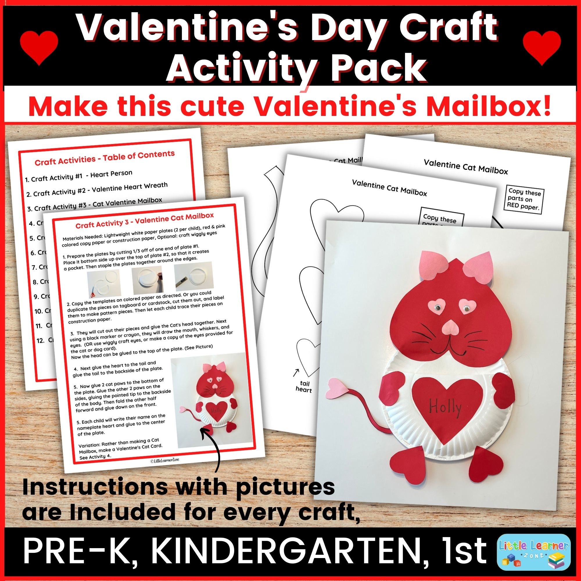 Kids Valentine's Day Craft Activity Pack, Printable Valentine's Day ...