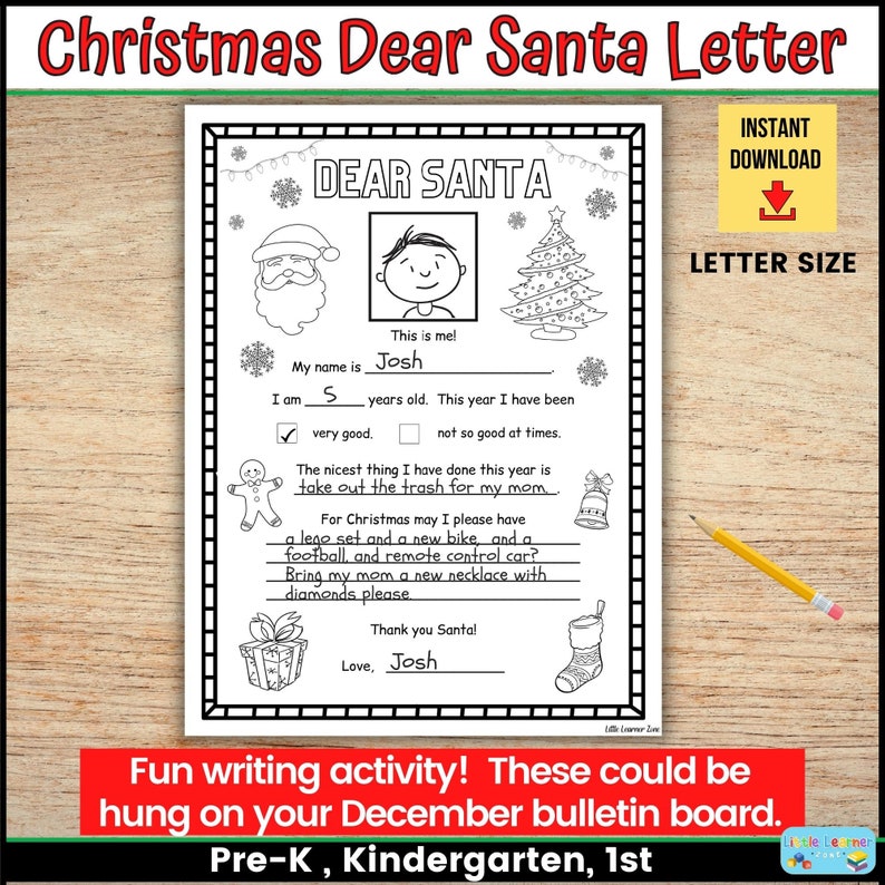 Letter to Santa Coloring Page, Printable Dear Santa Letter, Kid's ...