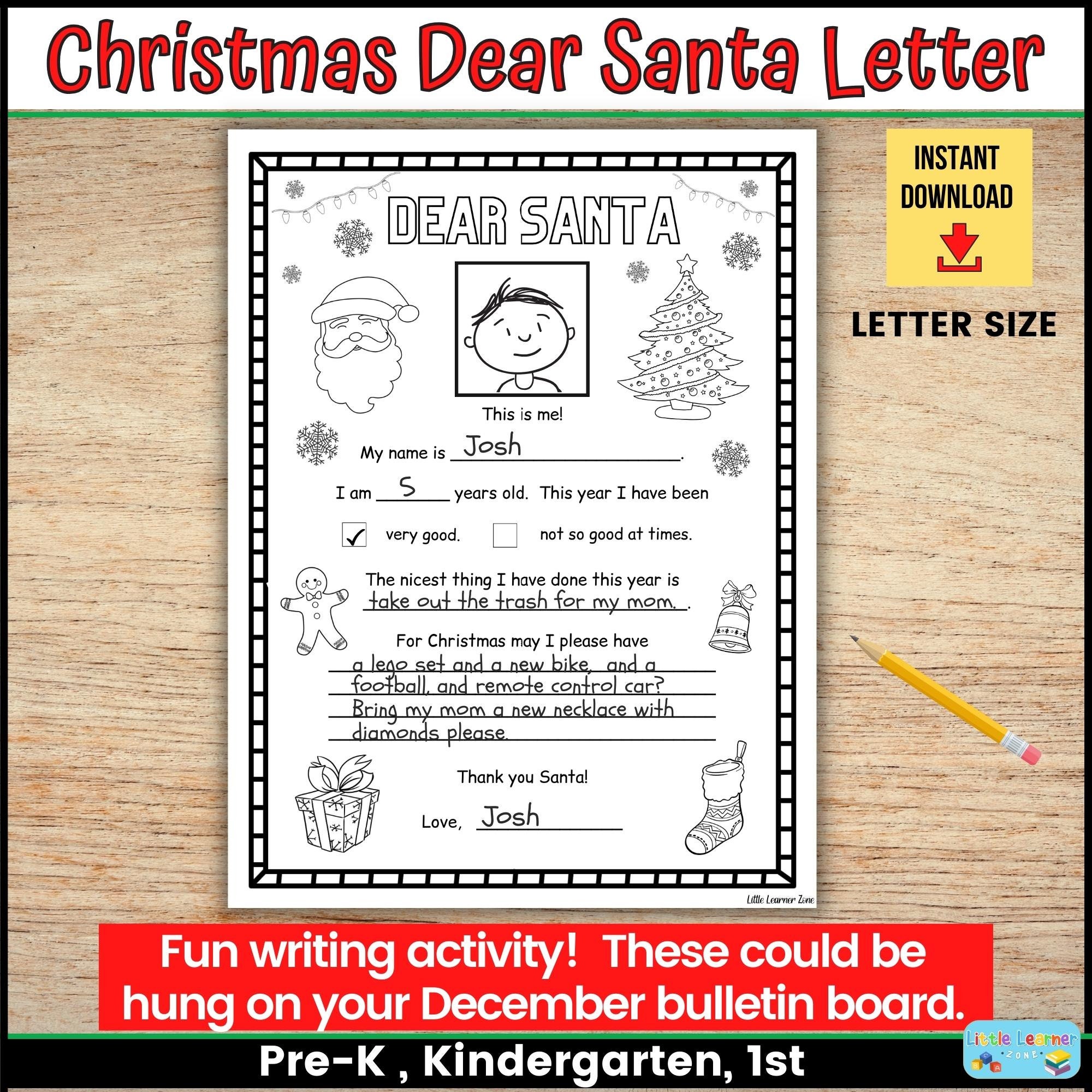 Letter to Santa Coloring Page, Printable Dear Santa Letter, Kid's ...