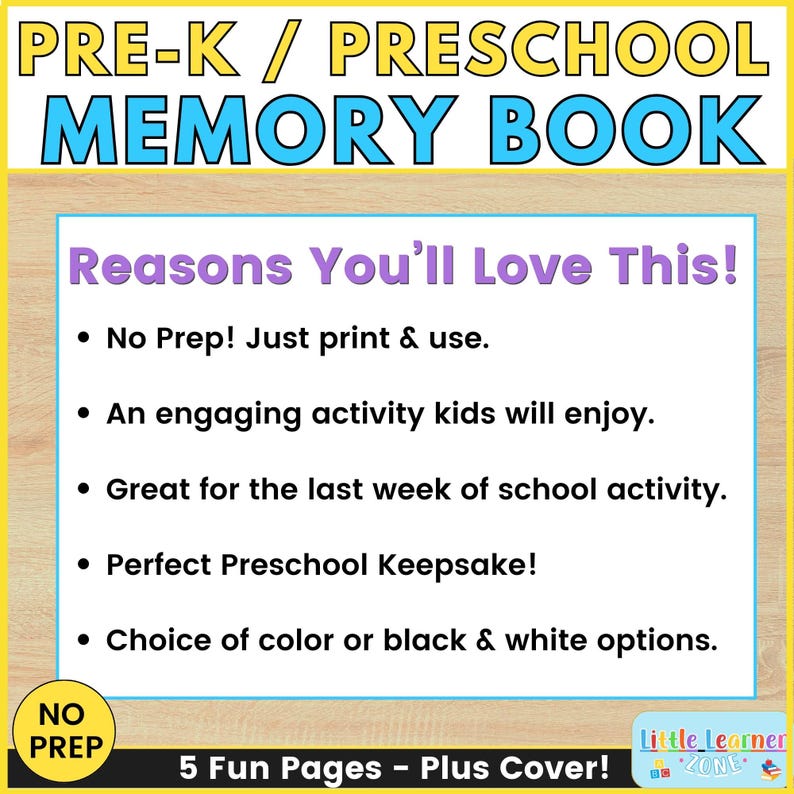 Preschool Memory Book, Pre-k End of Year Memory Book, End of Year ...