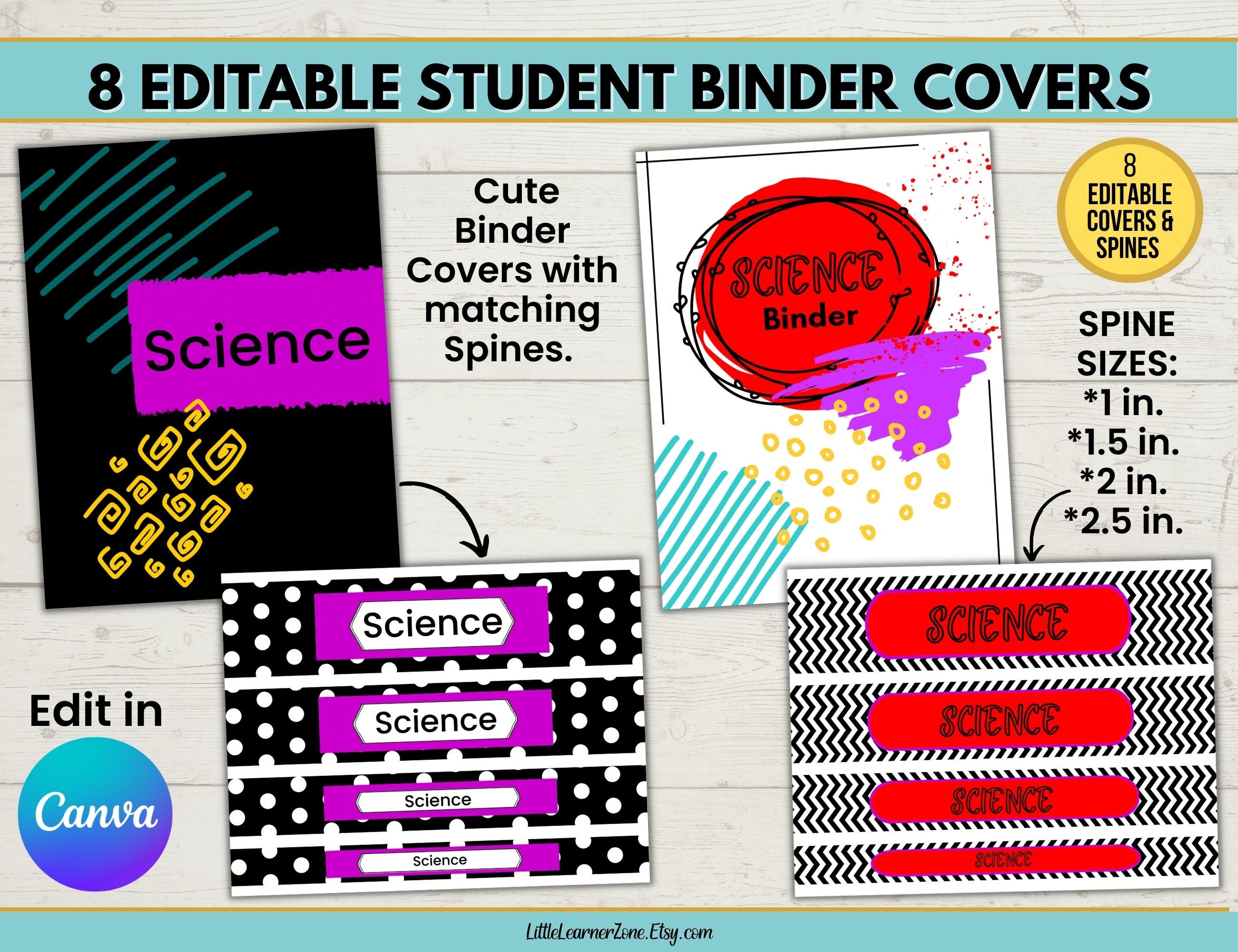 Editable Colorful Binder Covers & Spines, Editable Student Binder ...