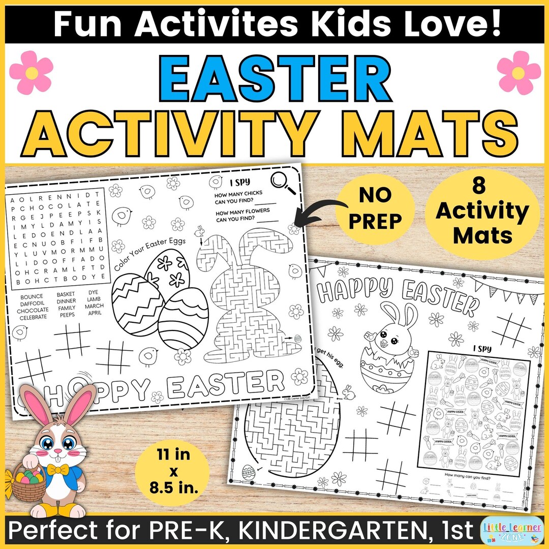 Easter Activity Placemat Printable Preschool Happy Easter Coloring ...