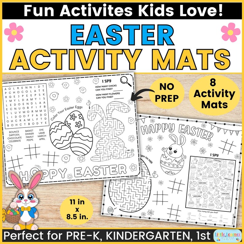 Easter Activity Placemat Printable Preschool Happy Easter Coloring ...