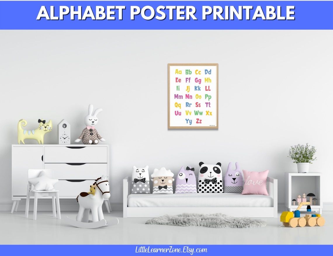 Printable Alphabet Poster, Kids Alphabet Chart, Colorful ABC Chart ...