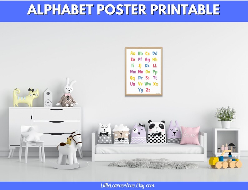 Printable Alphabet Poster, Kids Alphabet Chart, Colorful ABC Chart ...