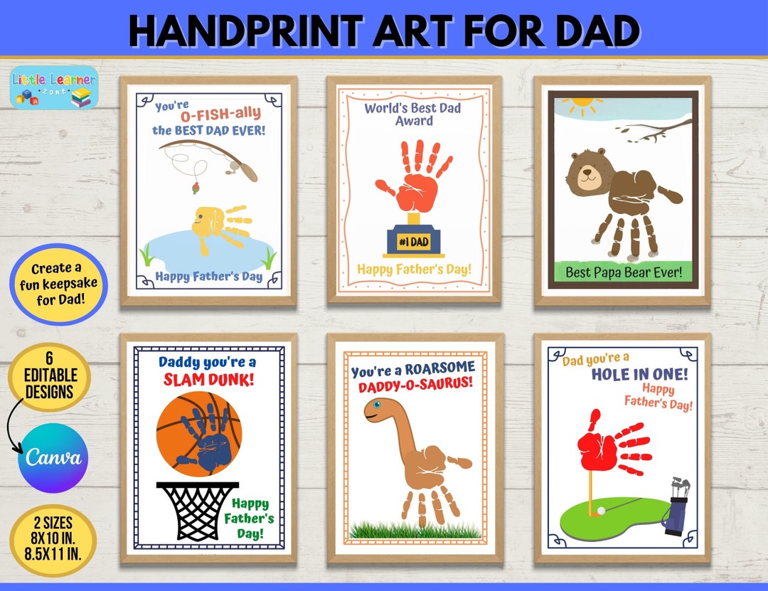 Father's Day Handprint Keepsake Art Gift for Dad, Fathers Day Handprint ...