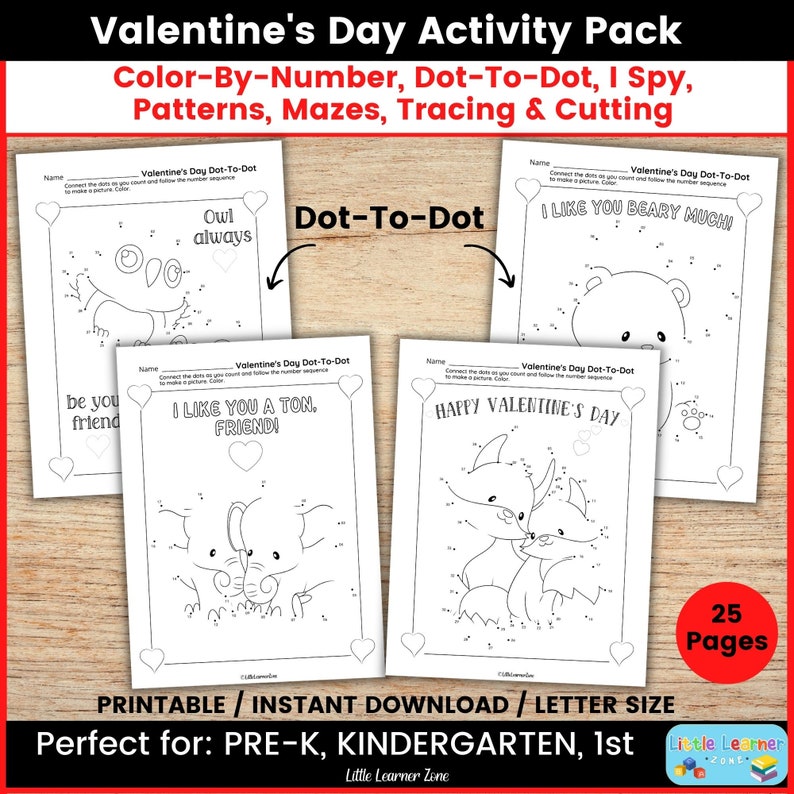 Kids Valentine's Day Activity Pack, Printable Kids Valentine's Day ...